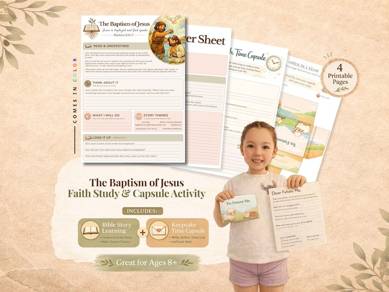 Baptism of Jesus Activity Pack for Kids | Matthew 3, Mark 1, Luke 3 ...