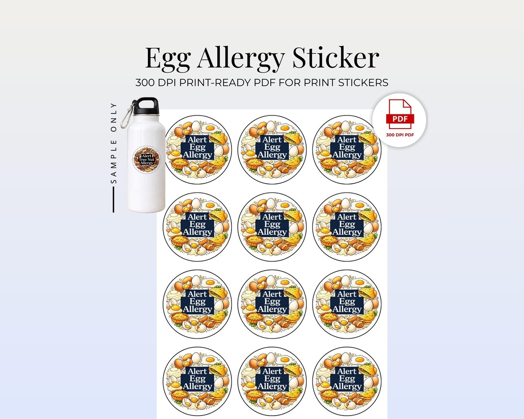 Egg Allergy Sticker Printable | Alert Egg Allergy Labels | Printable ...