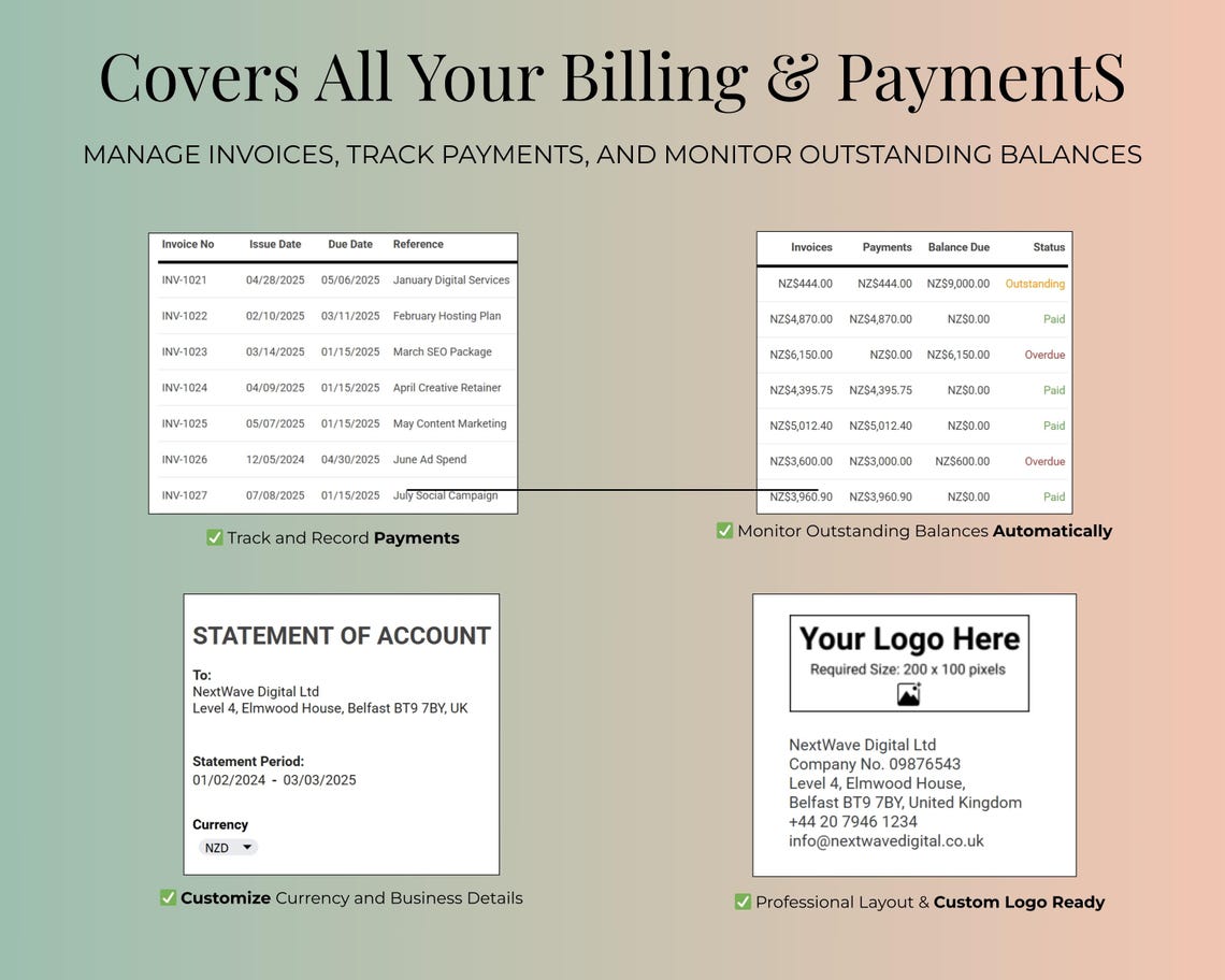 Statement of Account Template Google Sheets | Invoice Payment Tracker ...
