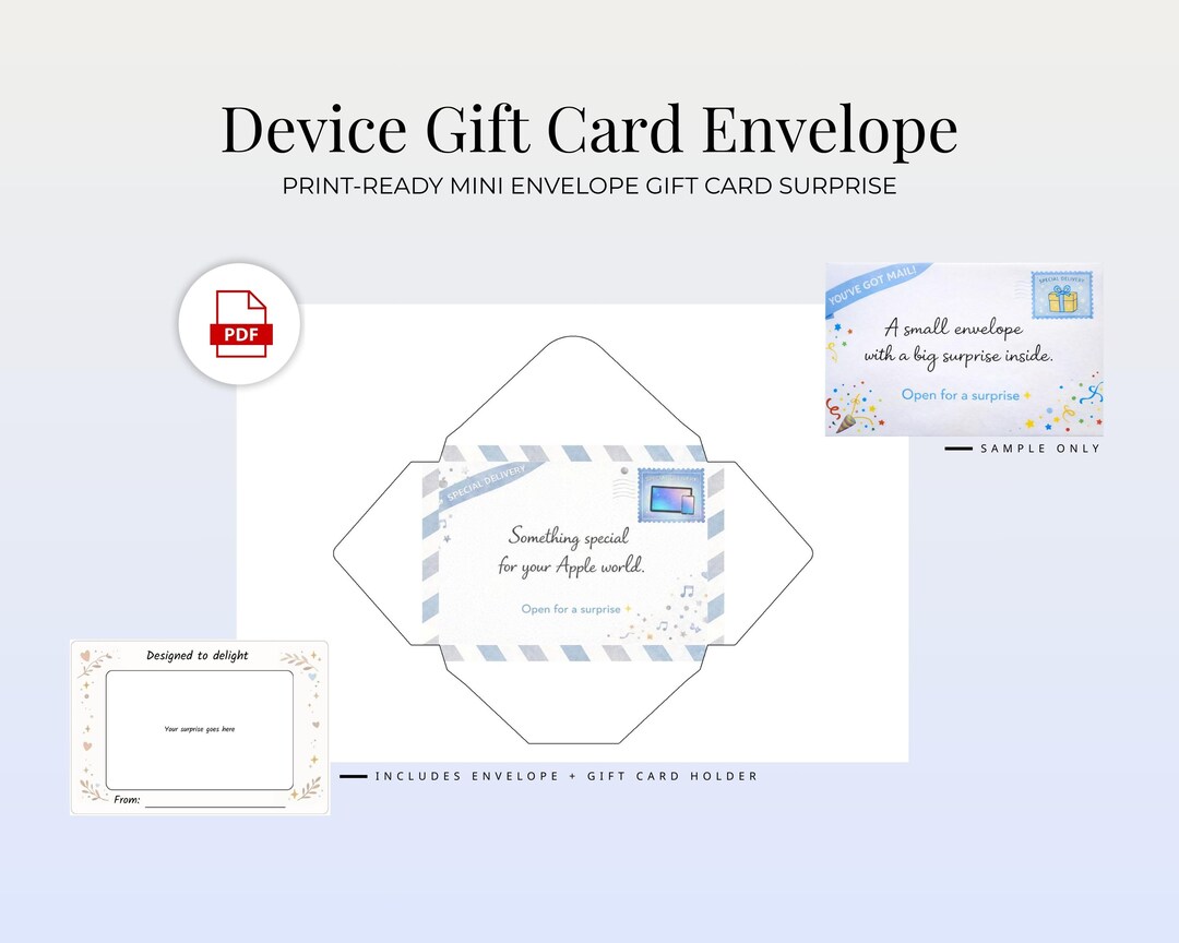 Mini Printable Tech Gift Card Envelope | Small Electronics Gift Card ...