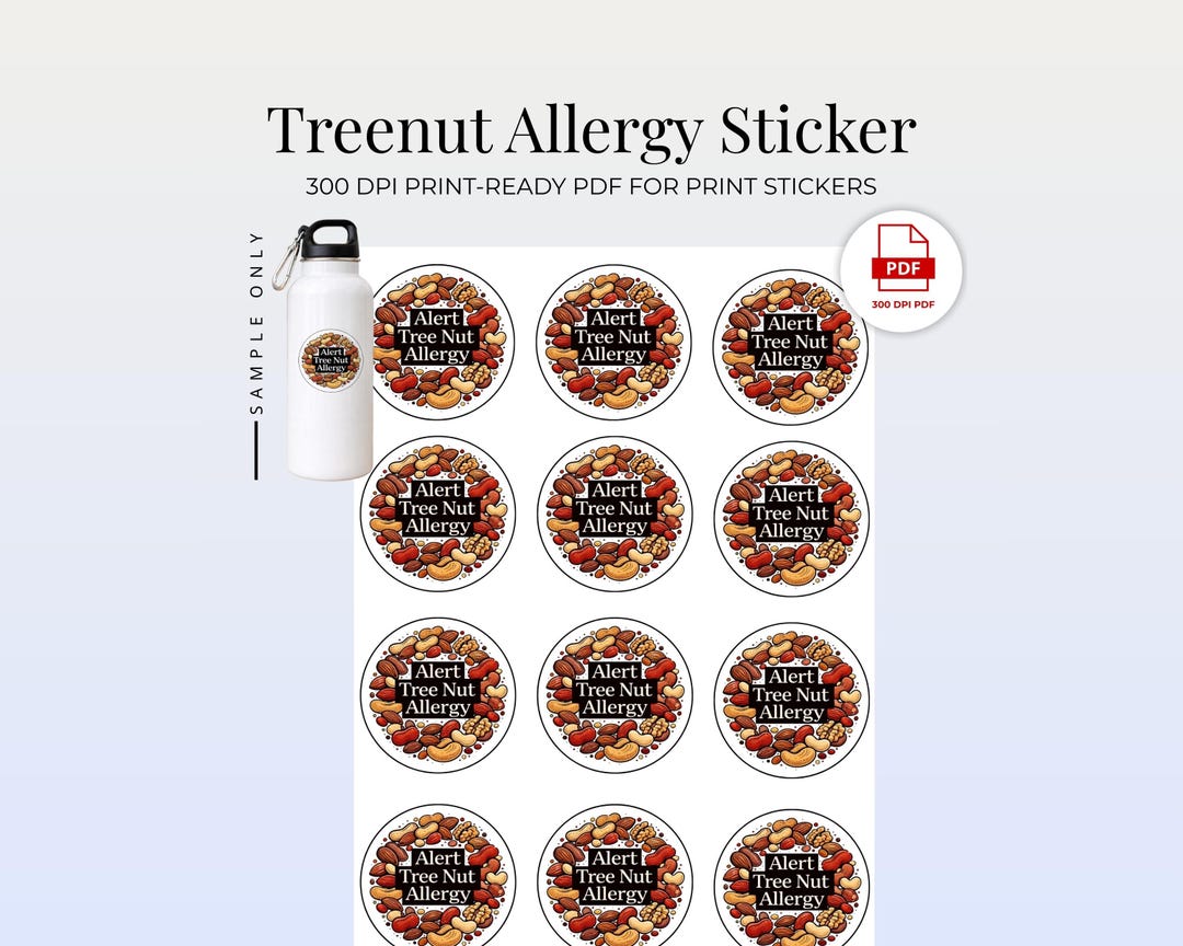 Tree Nut Allergy Sticker Printable | Alert Tree Nut Allergy Labels ...