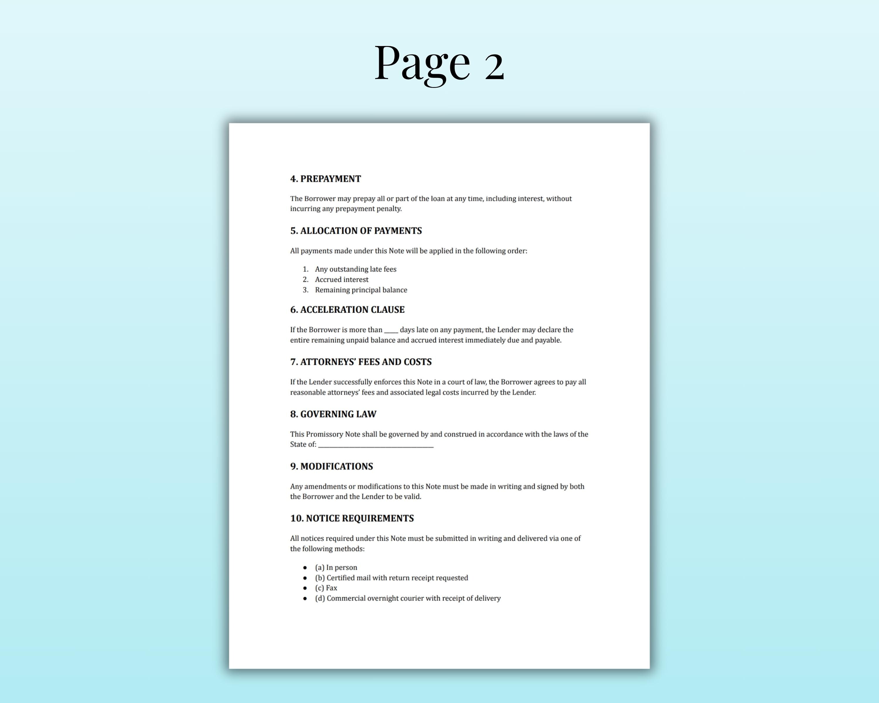 Promissory Note Template – Loan Agreement Form – Google Docs Editable ...