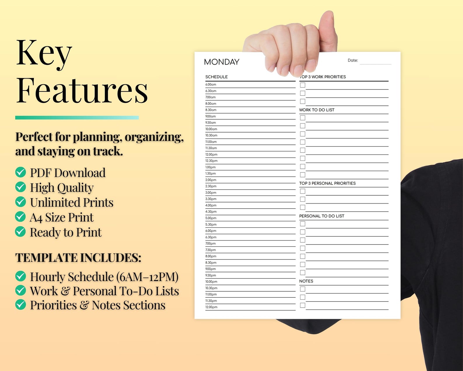 7-day Daily Planner A4 | Printable & Editable Google Docs Day Schedule ...
