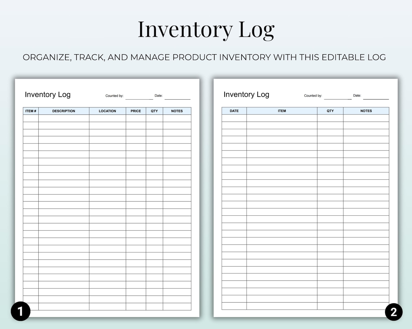 Editable Inventory Tracker | Inventory Log Sheet for Small Business ...