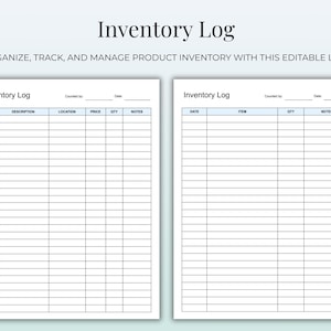 Editable Inventory Tracker | Inventory Log Sheet for Small Business ...