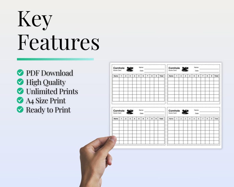 Printable Cornhole Score Card | Cornhole Bean Bag Toss Score Sheet ...