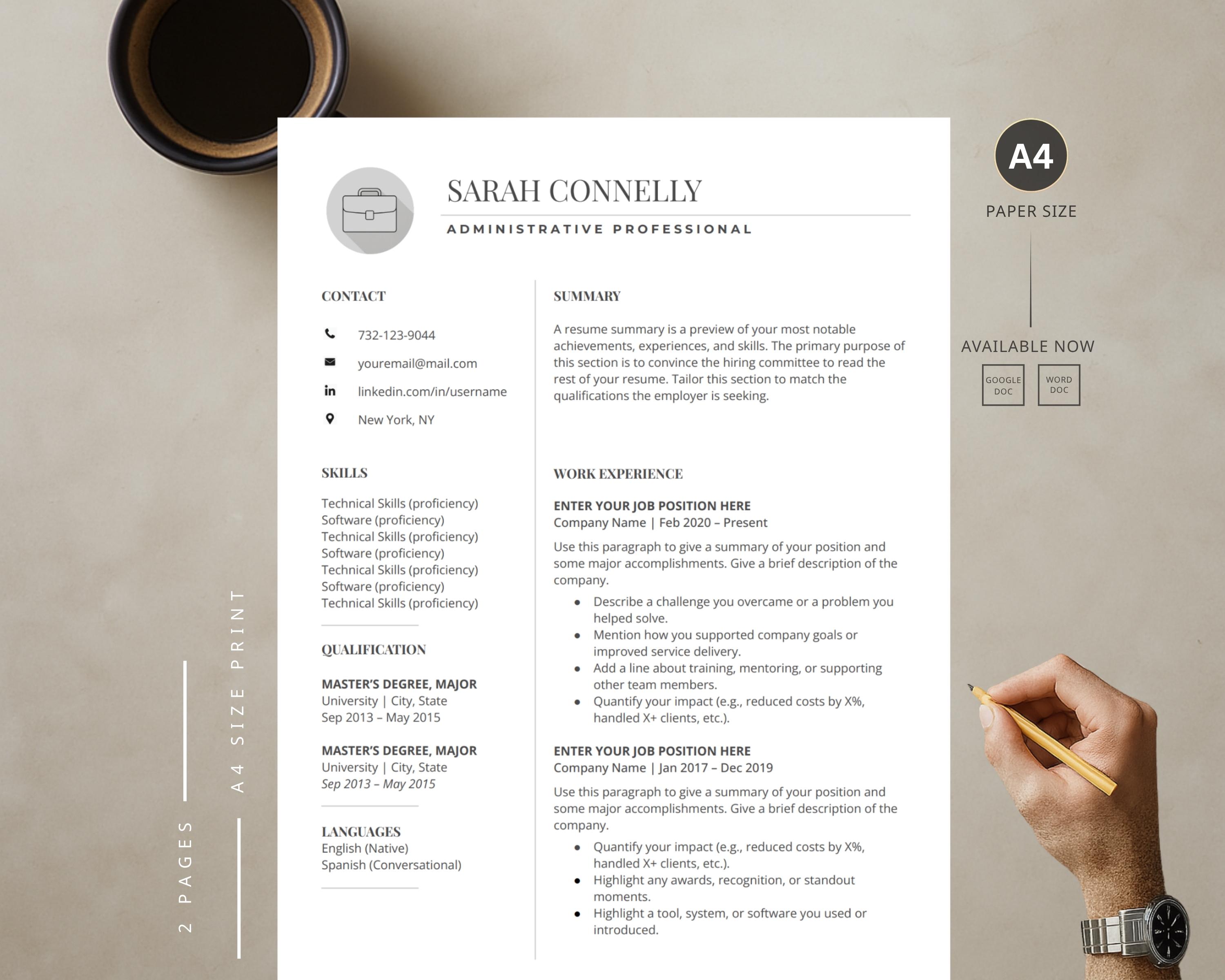 Modern Office Resume Template Word & Docs | Executive Assistant CV ...