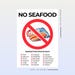 No Seafood Sign Printable A4 | Seafood Free Environment Poster ...