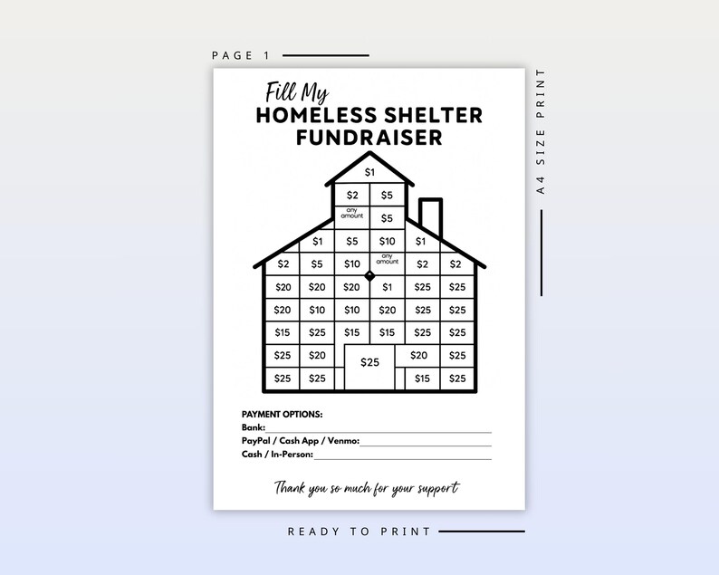 Homeless Shelter Fundraiser Chart | Donation Tracker Printable ...