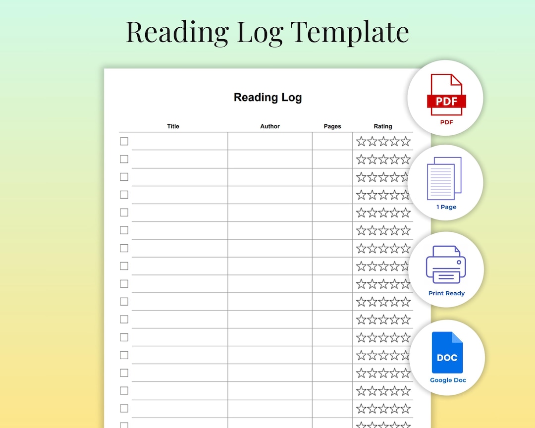 Reading Log A4 | Printable & Editable Google Docs Book Tracker ...