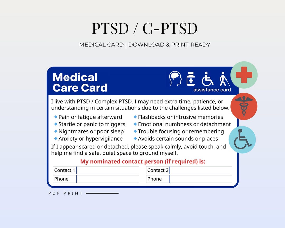 PTSD / C-PTSD Assistance Card – Trauma Response Support Card ...