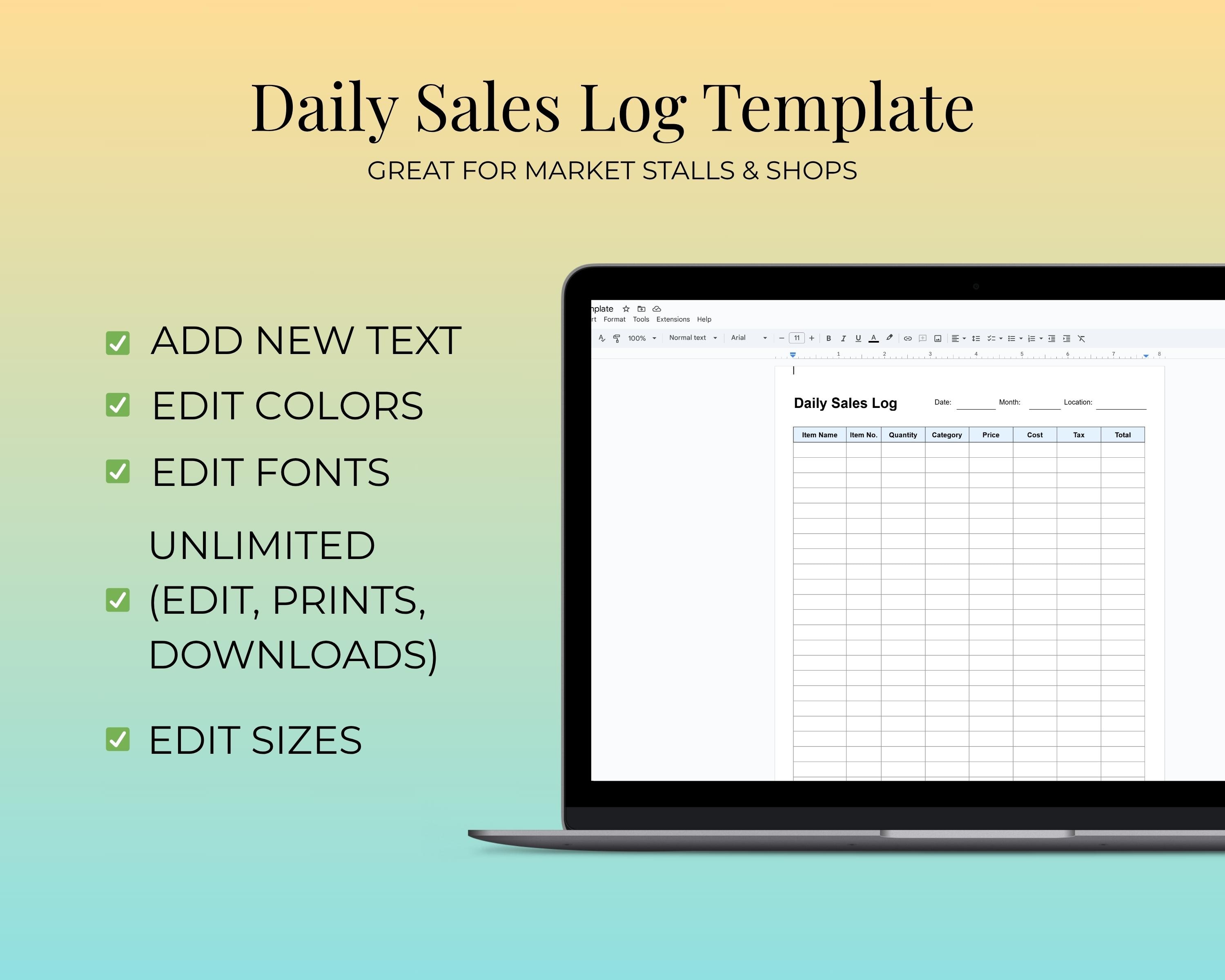 Daily Sales Log Template Editable & Printable | A4 Sales Tracker PDF ...