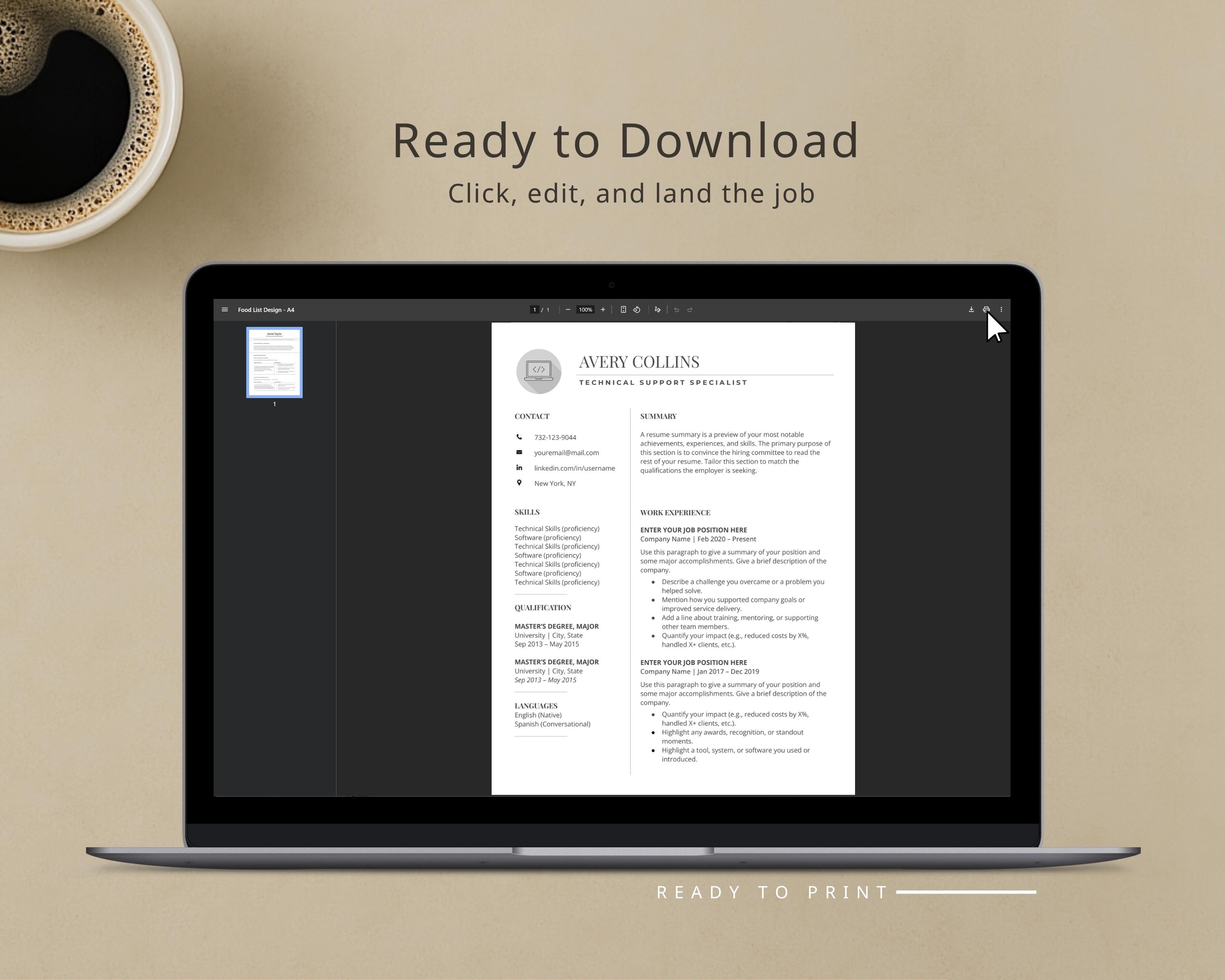 Modern Tech Resume Template Word & Docs | Software Developer CV ...