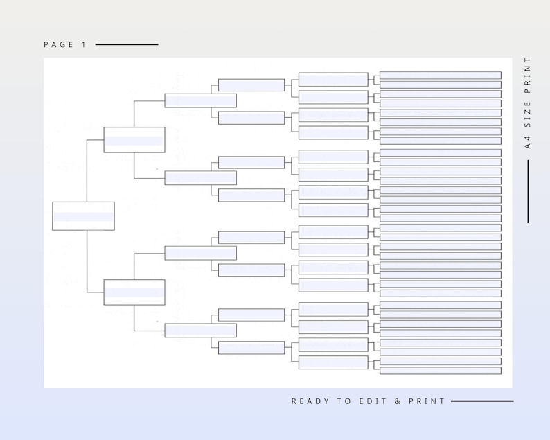 8 Generations Family Tree Chart Printable | Genealogy Pedigree Template ...