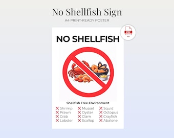 No Seafood Sign Printable A4 | Seafood Free Environment Poster ...