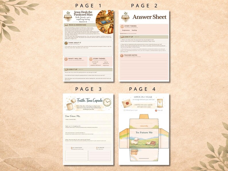 Jesus Heals Paralyzed Man Activity Pack for Kids | Mark 2:1–12 Bible ...