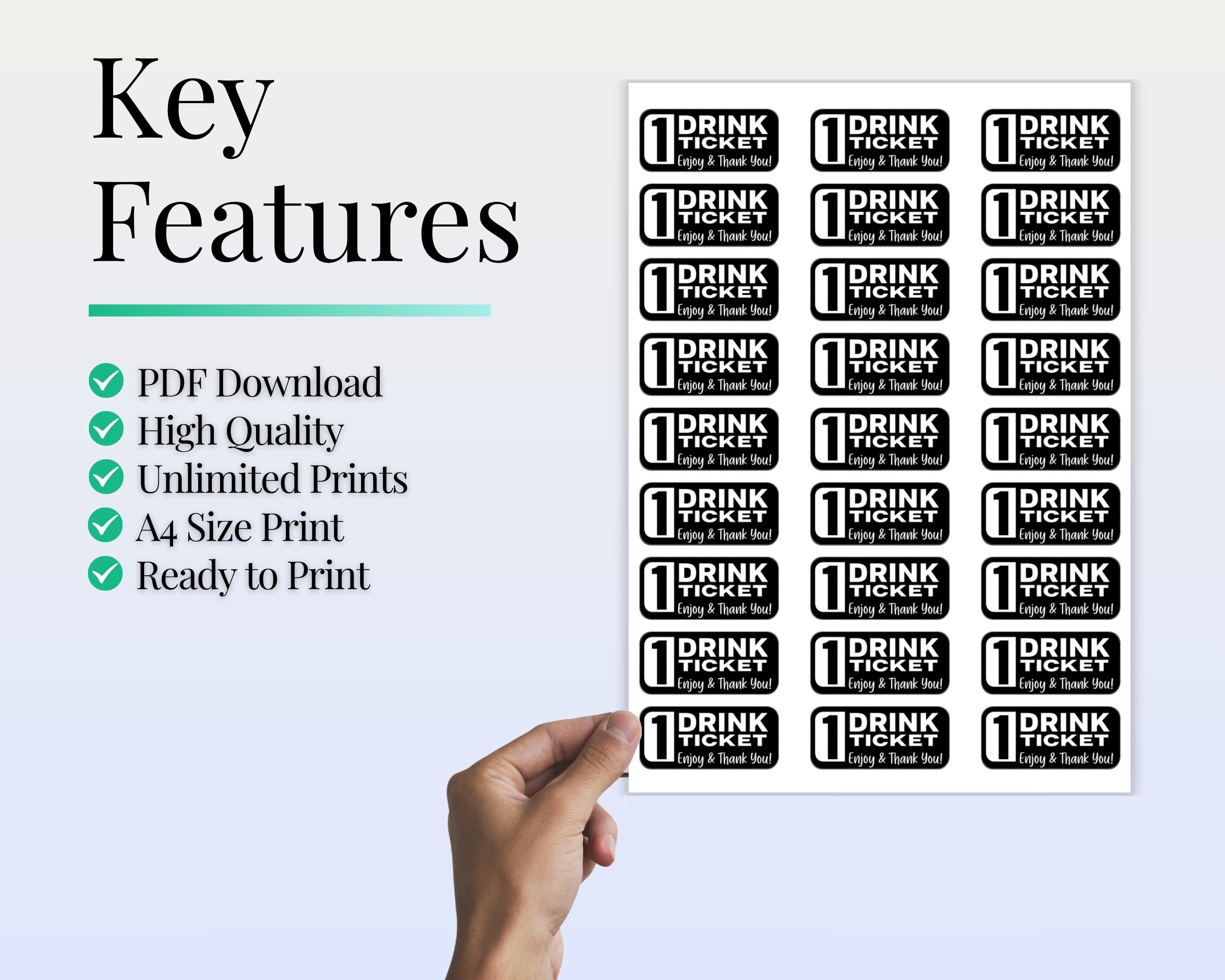 Drink Tickets | Printable Beverage Voucher Template | Party & Event ...