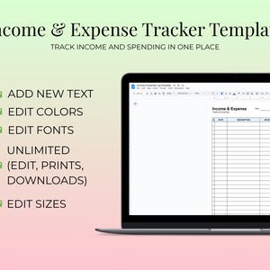 Income & Expense Tracker Template Editable + Printable | A4 Budget ...