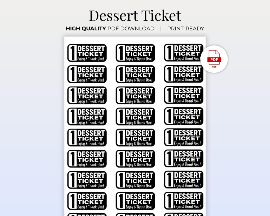 Dessert Tickets | Printable Party Voucher Template | Event Dessert ...