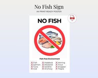 No Seafood Sign Printable A4 | Seafood Free Environment Poster ...