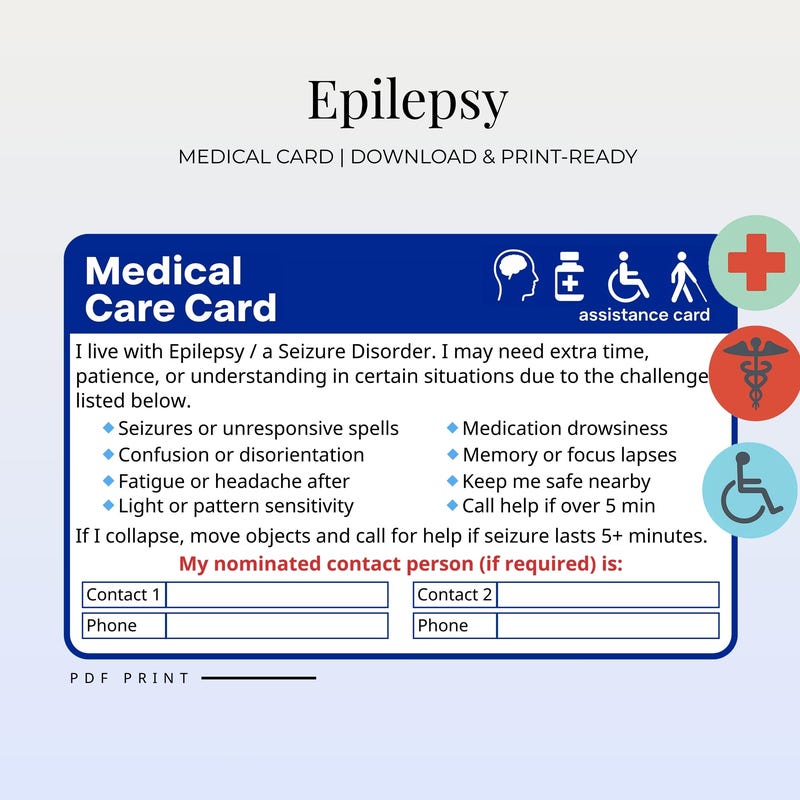Epilepsy Card - Etsy UK