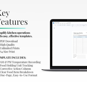 Hot & Cold Food Temperature Log | Display Temp Record Sheet for Am/pm ...