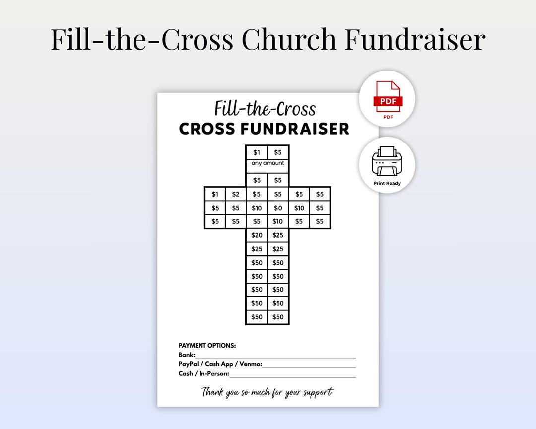 Fill the Cross Fundraiser Chart | Church Fundraiser Printable | Pick a ...