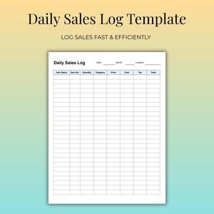 Daily Sales Log Template Editable & Printable | A4 Sales Tracker PDF ...