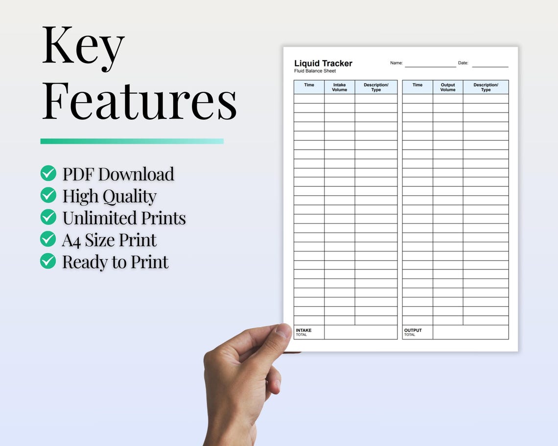 Fluids Intake and Output Record | Fluid Balance Chart | Intake Output ...