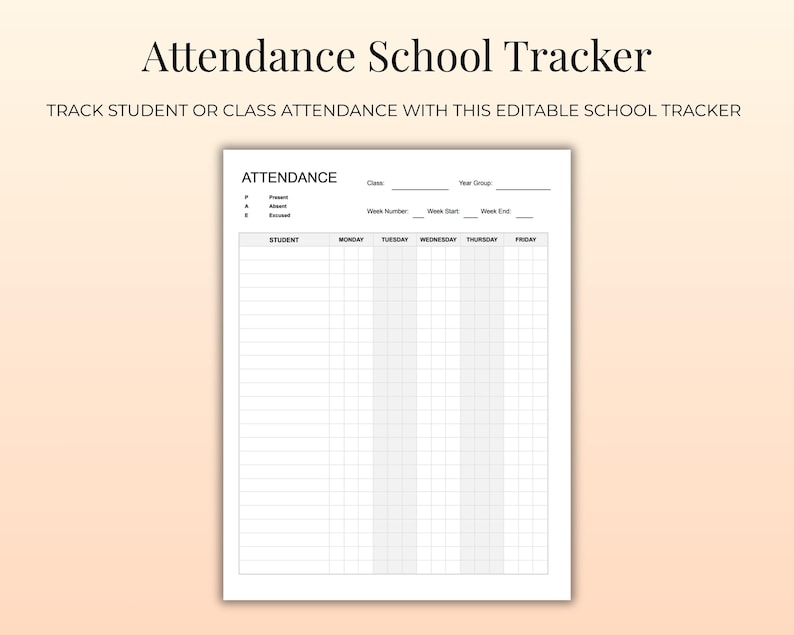 Attendance Tracker Printable | School Attendance Sheet Template ...