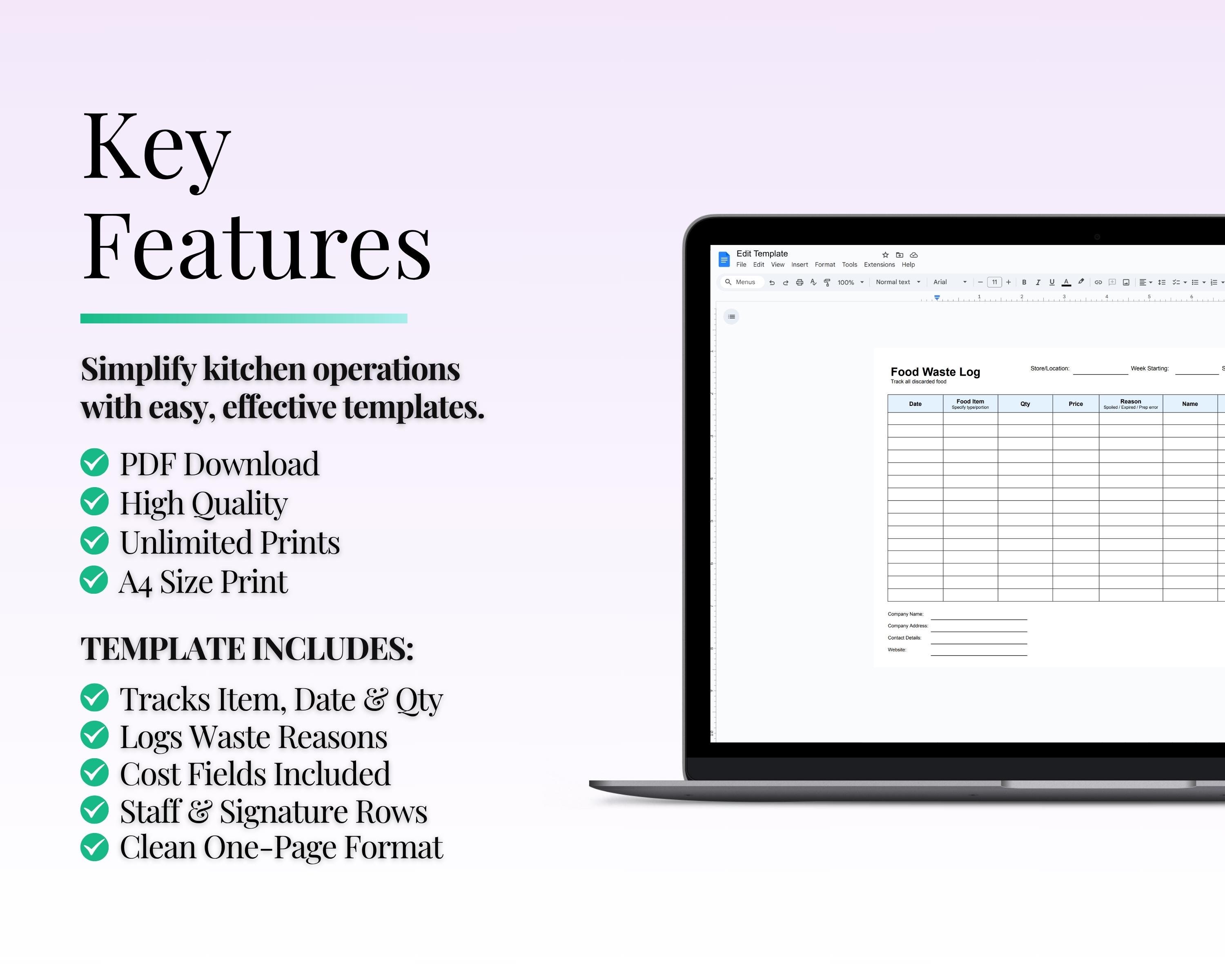 Food Waste Log Sheet | Track Spoiled, Expired & Prep Error Waste ...