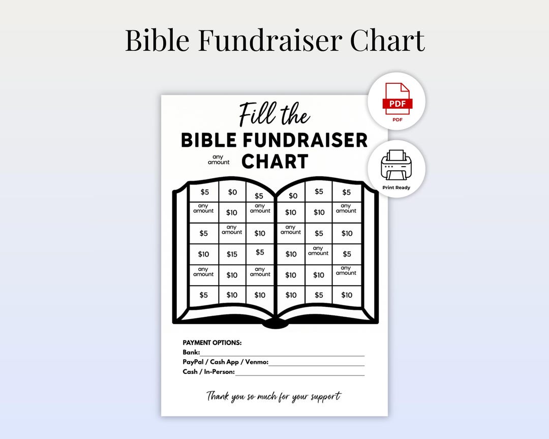 Bible Fundraiser Chart Printable | Church Donation Chart | Fundraiser ...
