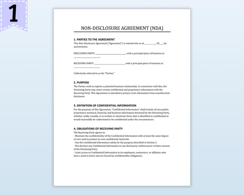 Non-disclosure Agreement (NDA) Template | Editable Confidentiality Contract | PDF, Word & Google ...
