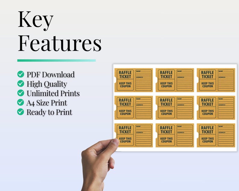Vintage Raffle Ticket Printable PDF | Retro Raffle Ticket Template ...