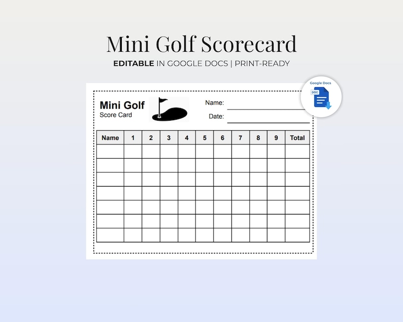 Printable Mini Golf Score Card | Mini Golf Putt Putt Party Score Sheet ...
