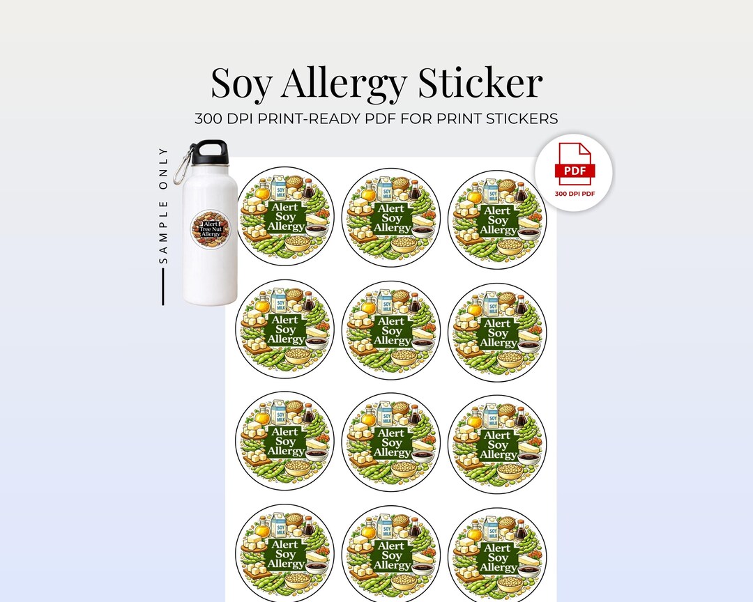 Soy Allergy Sticker Printable | Alert Soy Allergy Labels | Printable ...