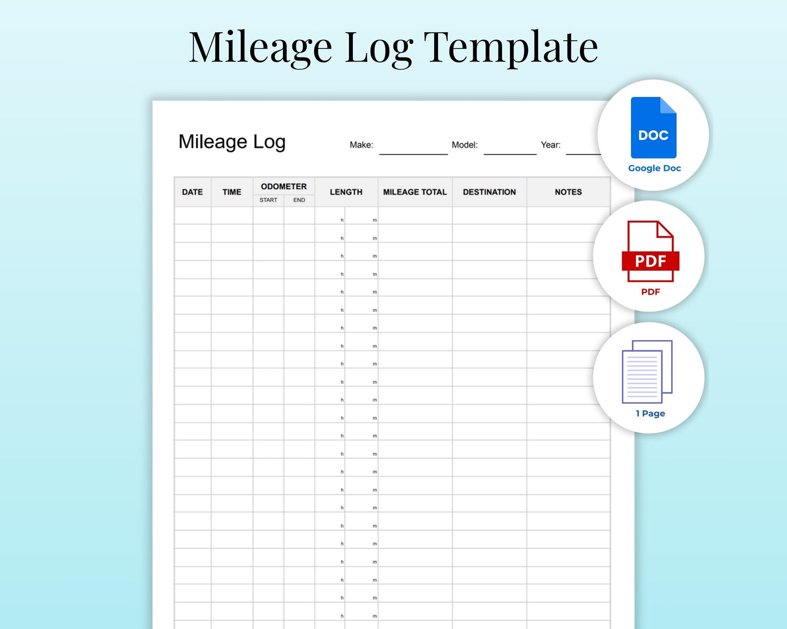 Mileage Tracker Printable | Editable Mileage Log (PDF and Word) | Car ...