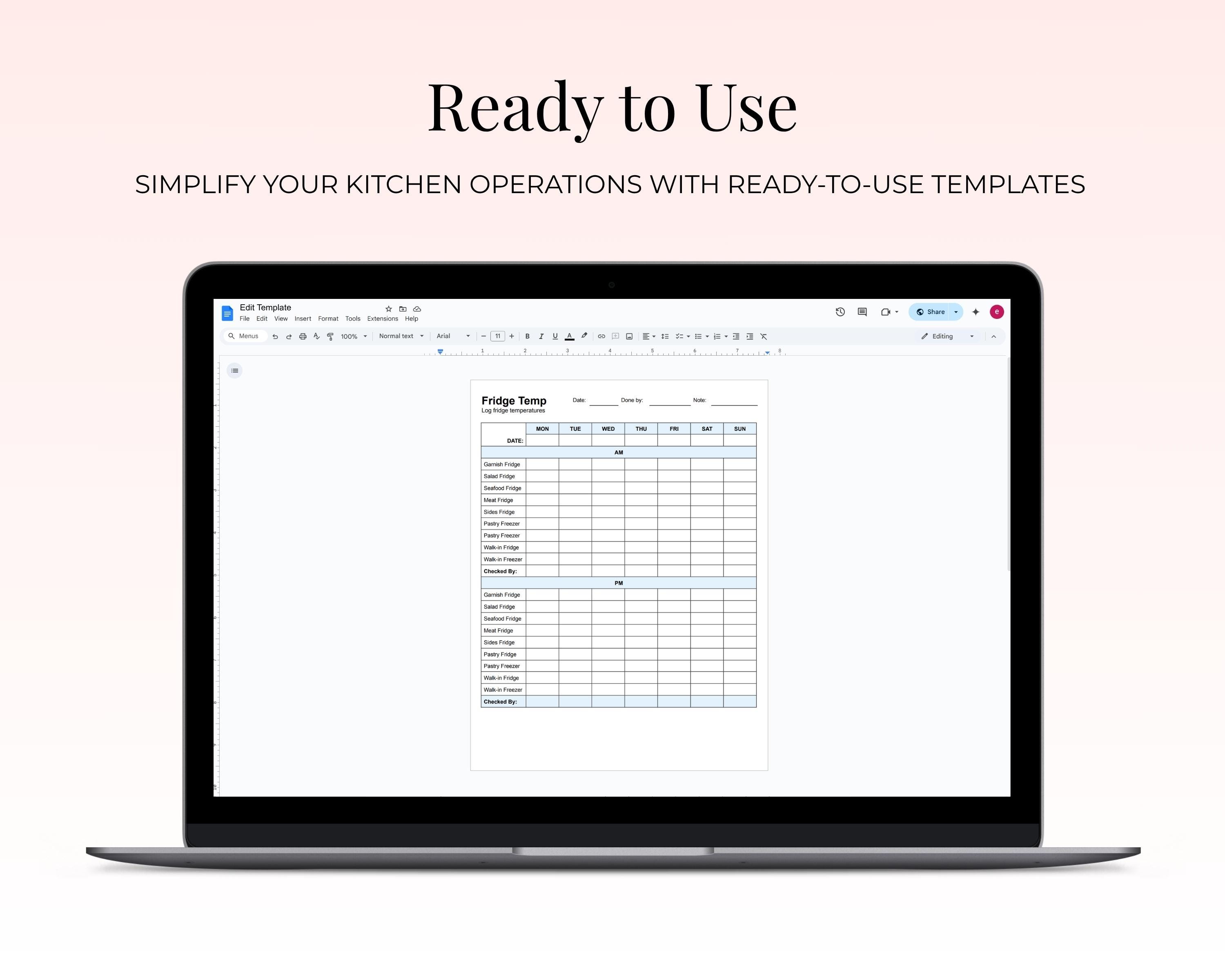 Fridge Temperature Log Sheet | Am/pm Weekly Fridge & Freezer Tracker ...