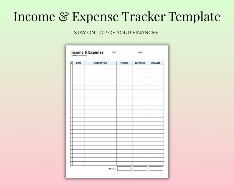 Income & Expense Tracker Template Editable + Printable | A4 Budget ...