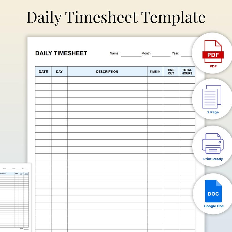 Timesheet Google Doc - Etsy