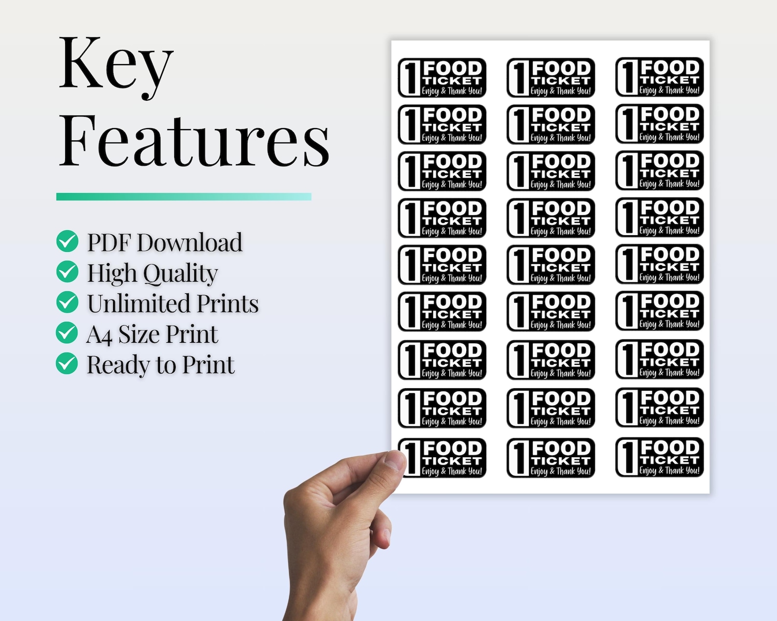 Food Tickets | Printable Meal Voucher Template | Party & Event Food ...