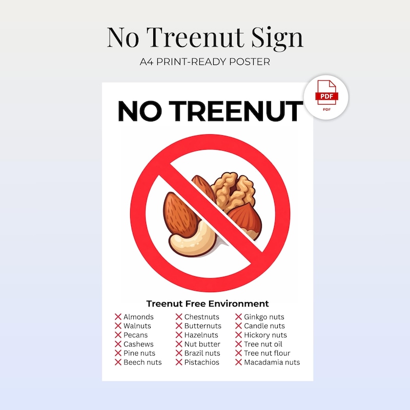 Nut Free Zone Sign - Etsy