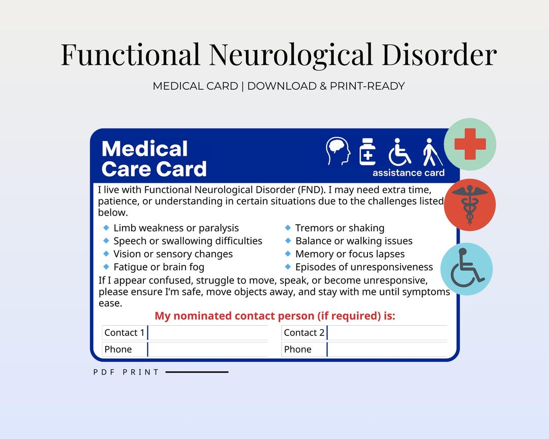 FND Medical Assistance Card – Functional Neurological Disorder Support ...