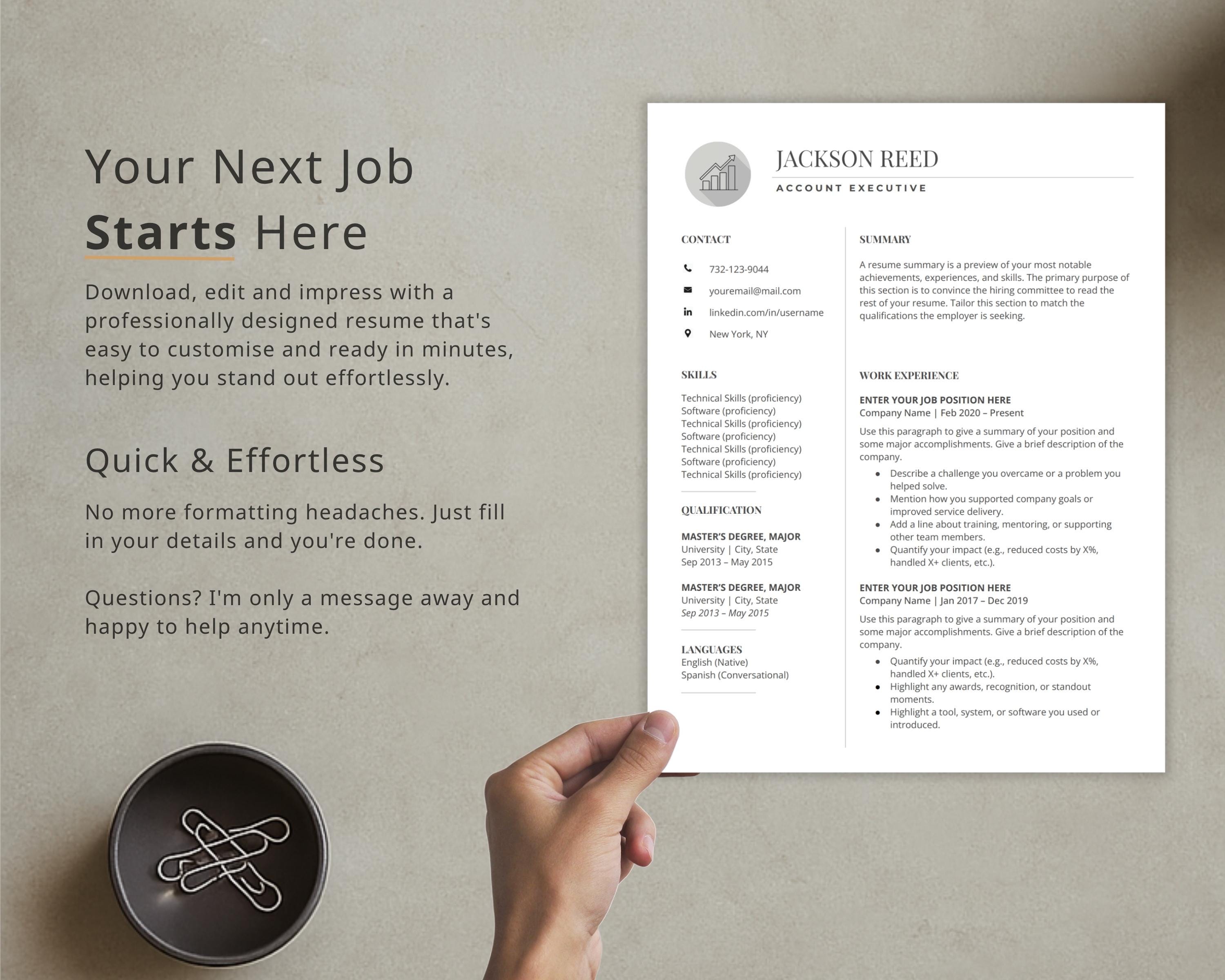 Modern Sales Resume Template Word & Google Docs | Sales Representative ...