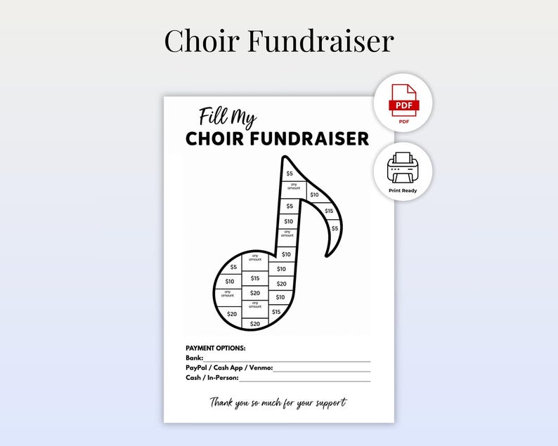 Choir Fundraiser Chart Printable | Donation Chart for Choir Trips ...