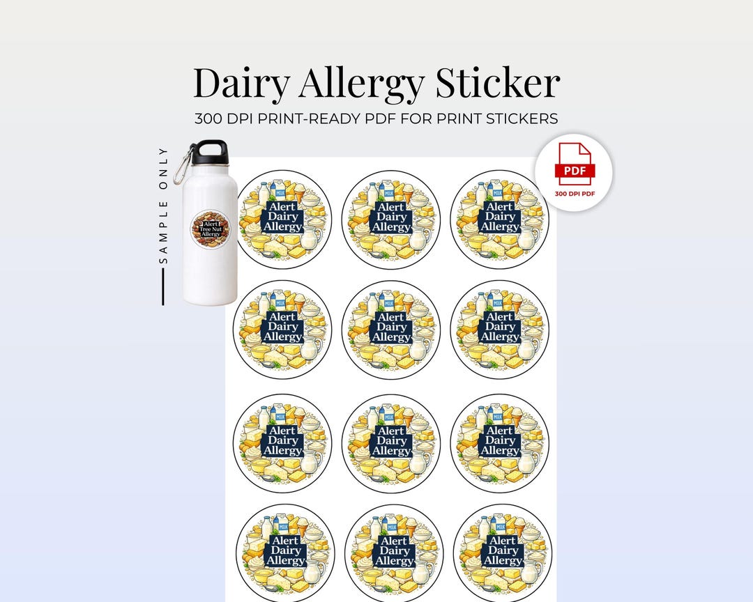 Dairy Allergy Sticker Printable | Alert Dairy Allergy Labels ...