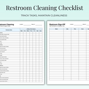 Editable Restroom Cleaning Checklist Template | Daily Bathroom Cleaning ...