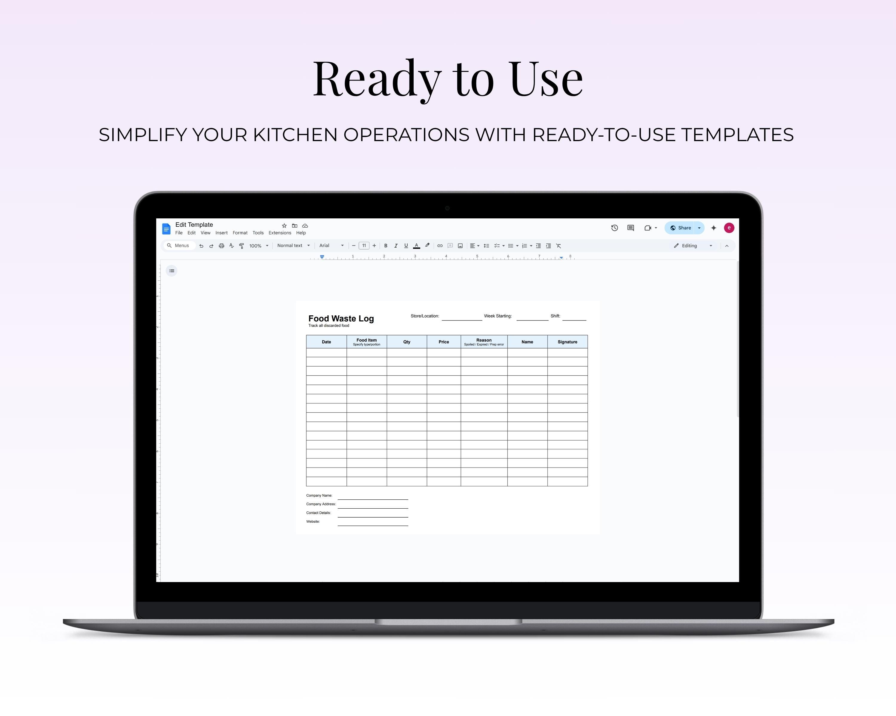 Food Waste Log Sheet | Track Spoiled, Expired & Prep Error Waste ...