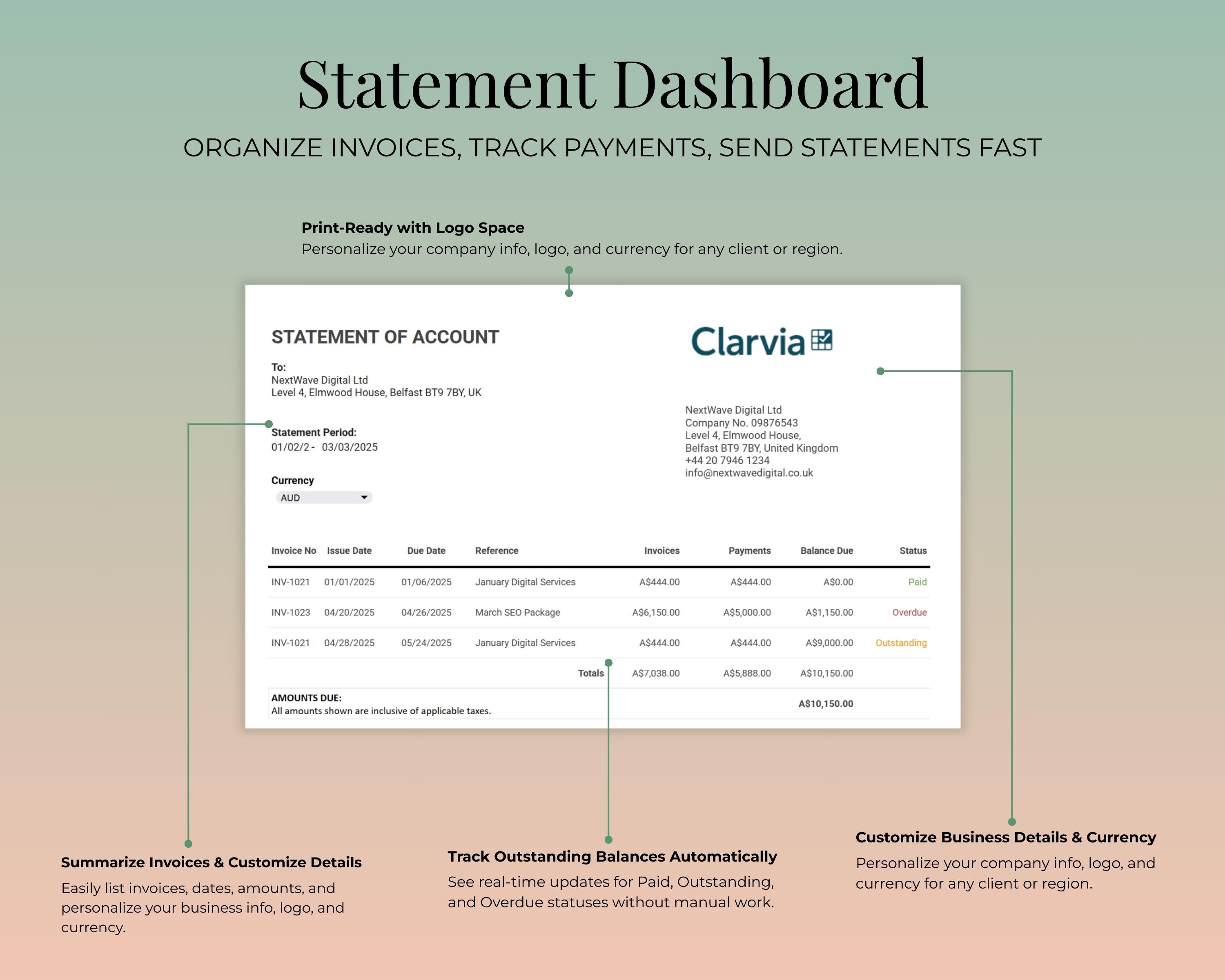 Statement of Account Template Google Sheets | Invoice Payment Tracker ...