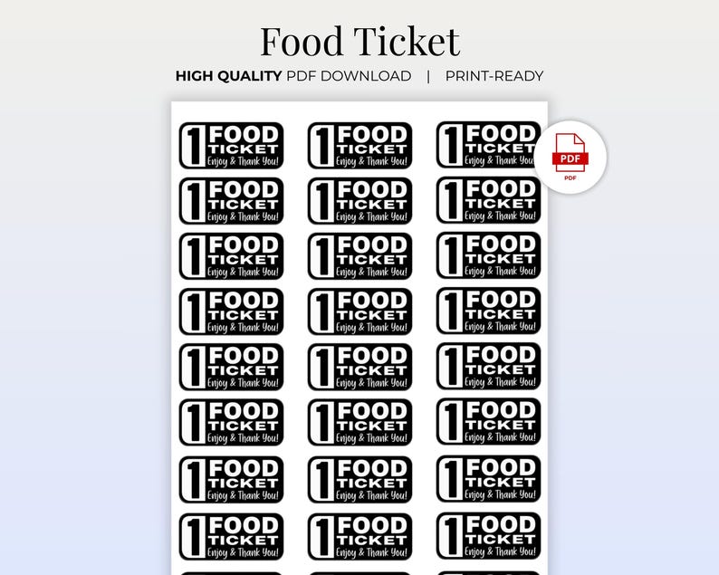 Food Tickets | Printable Meal Voucher Template | Party & Event Food ...